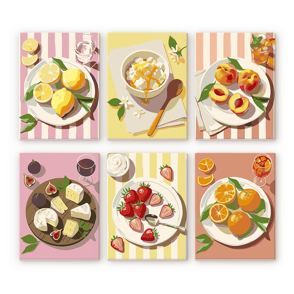 Mini Peinture par numéros 15x20cm (6 pièces) - Gourmandises d'Été ...