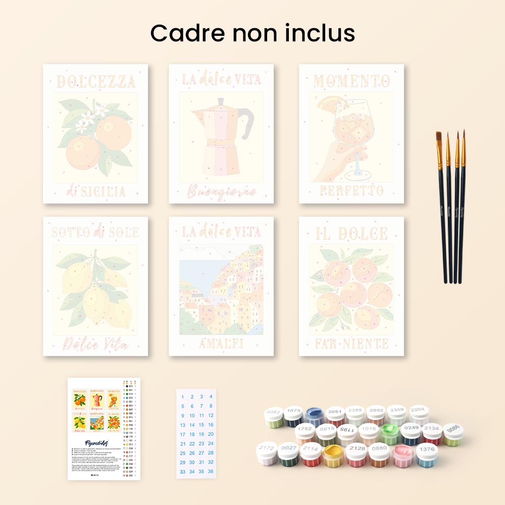 Mini Peinture par numéros 15x20cm (6 pièces) - Soleil d'Italie ...