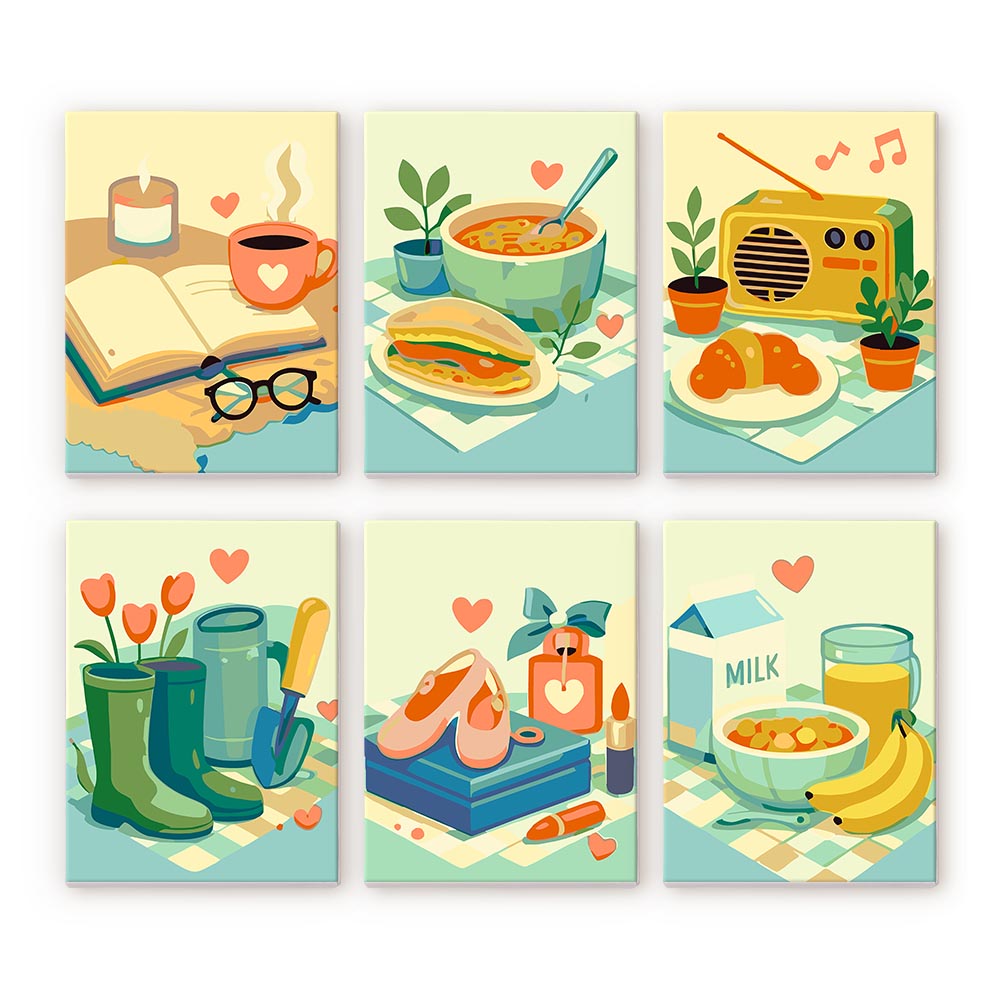 Mini Peinture par numéros 15x20cm (6 pièces) - Petits Bonheurs ...