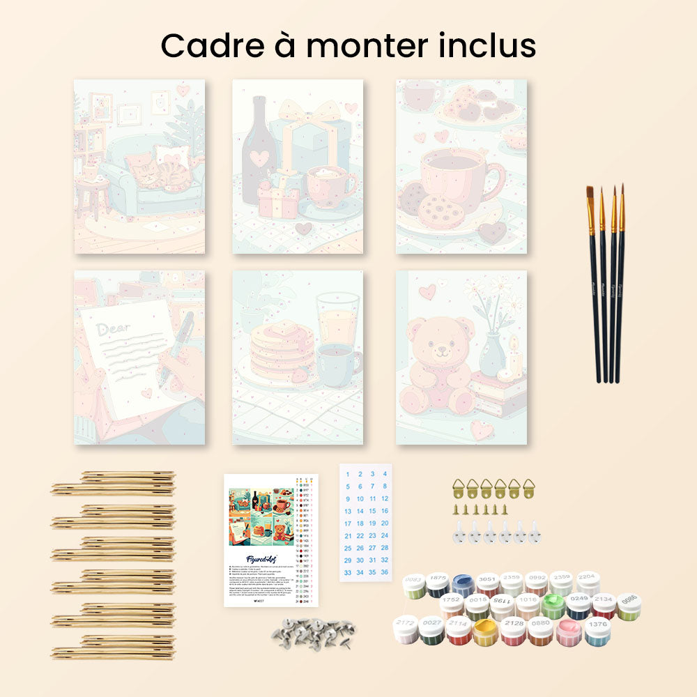 Mini Peinture par numéros 15x20cm (6 pièces) - Cocooning Amoureux ...