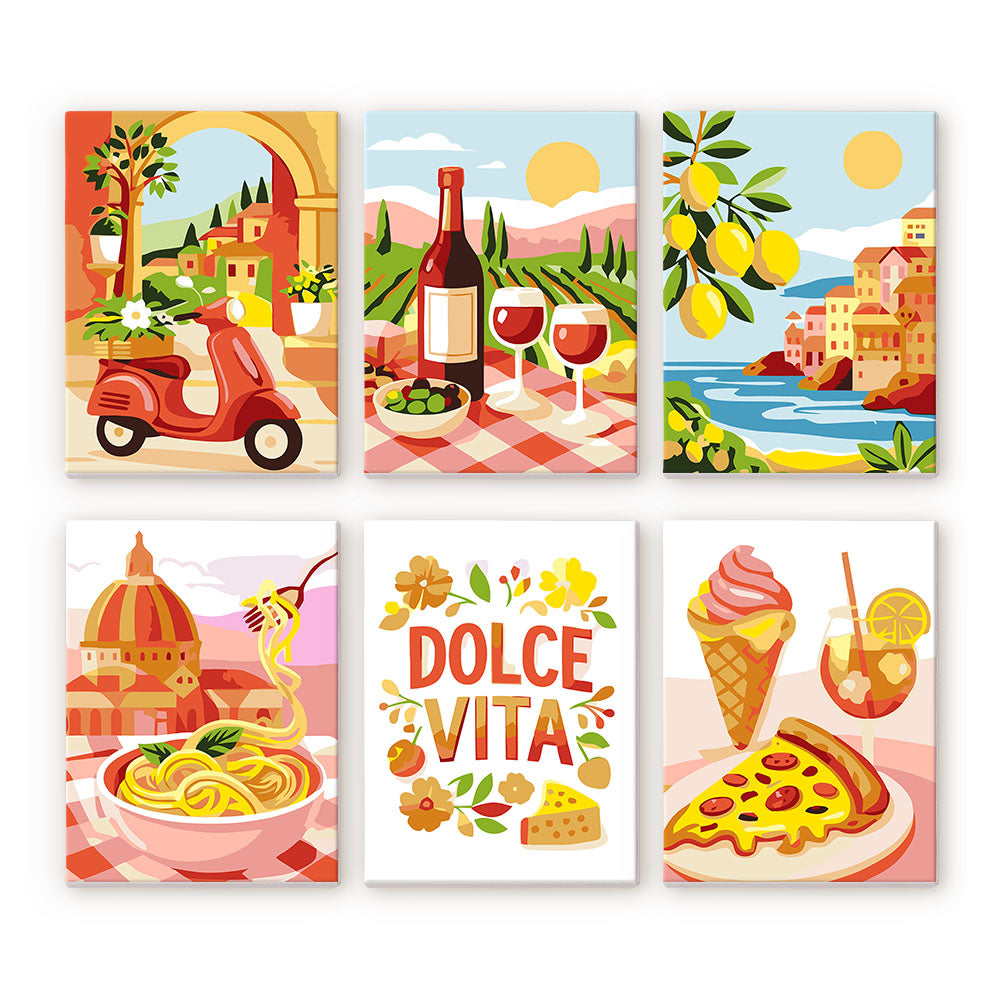 Mini Peinture par numéros 15x20cm (6 pièces) - Évasion Méditerranéenne ...